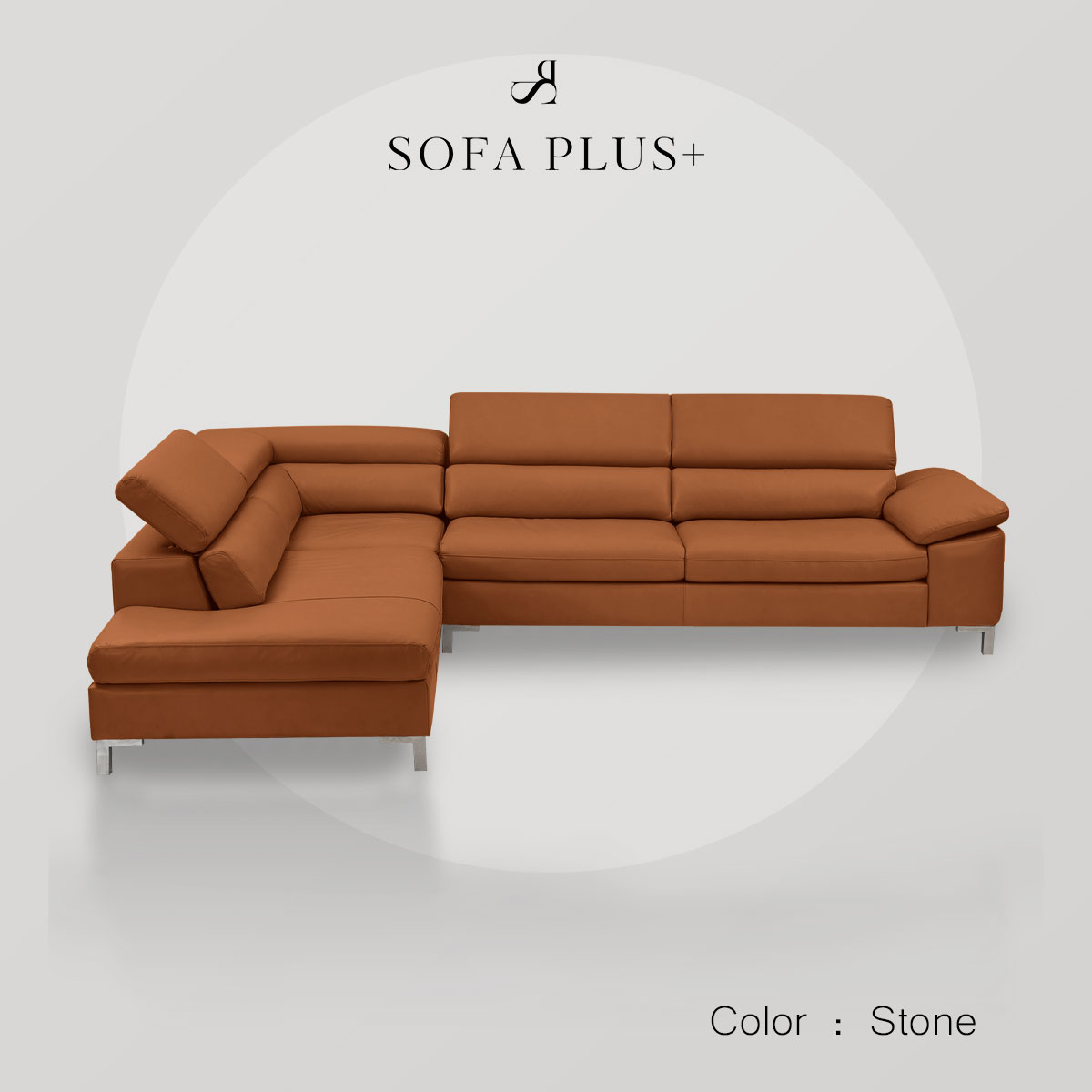 Sofa Plus | โซฟาหนังแท้เฉพาะผิวสัมผัส Corner รุ่น Jessica 310x240 CM สี Stone - บริษัท โซฟา เฮ้า ...